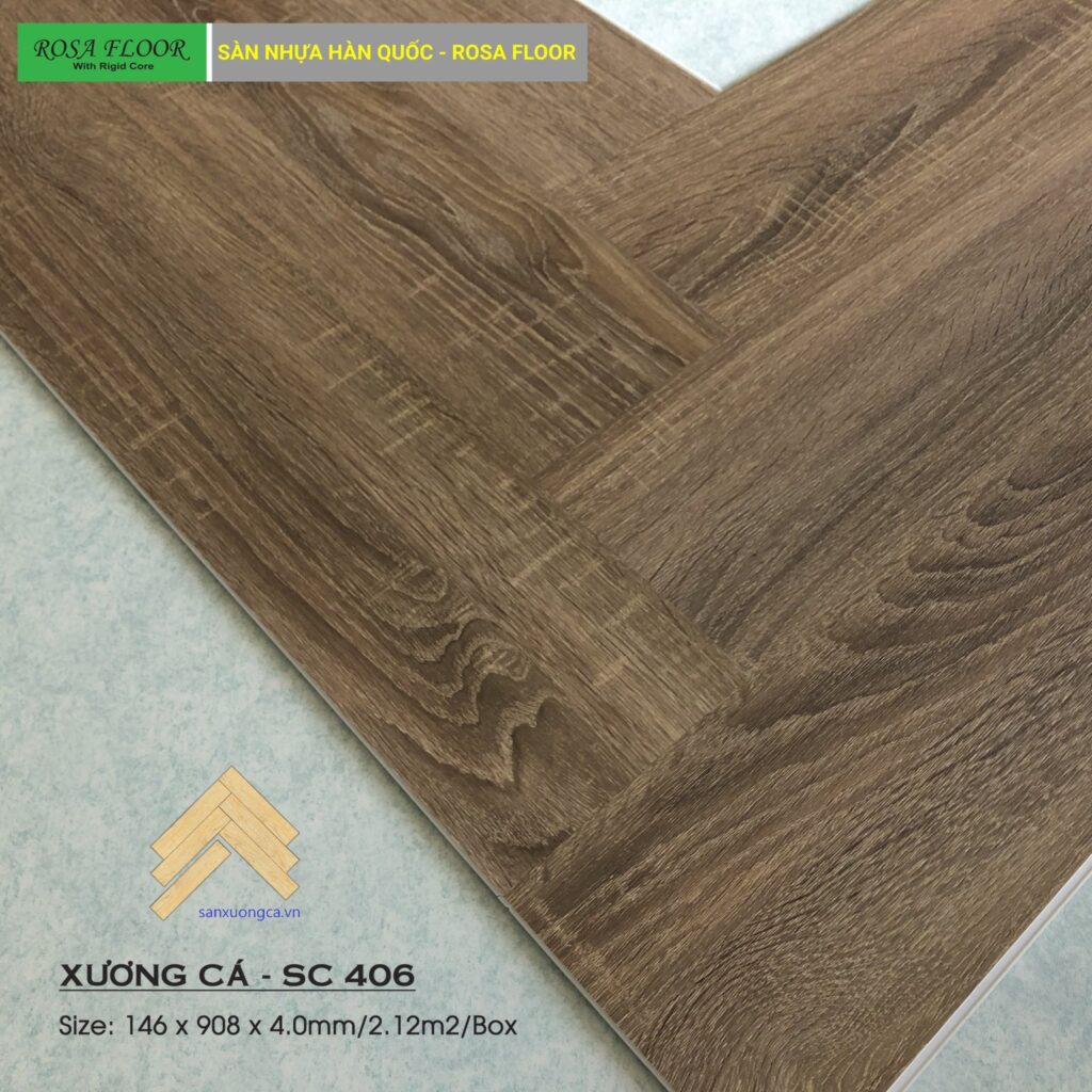 Sàn nhựa xương cá ROSA FLOOR SC 406 - Chuyên sàn xương cá